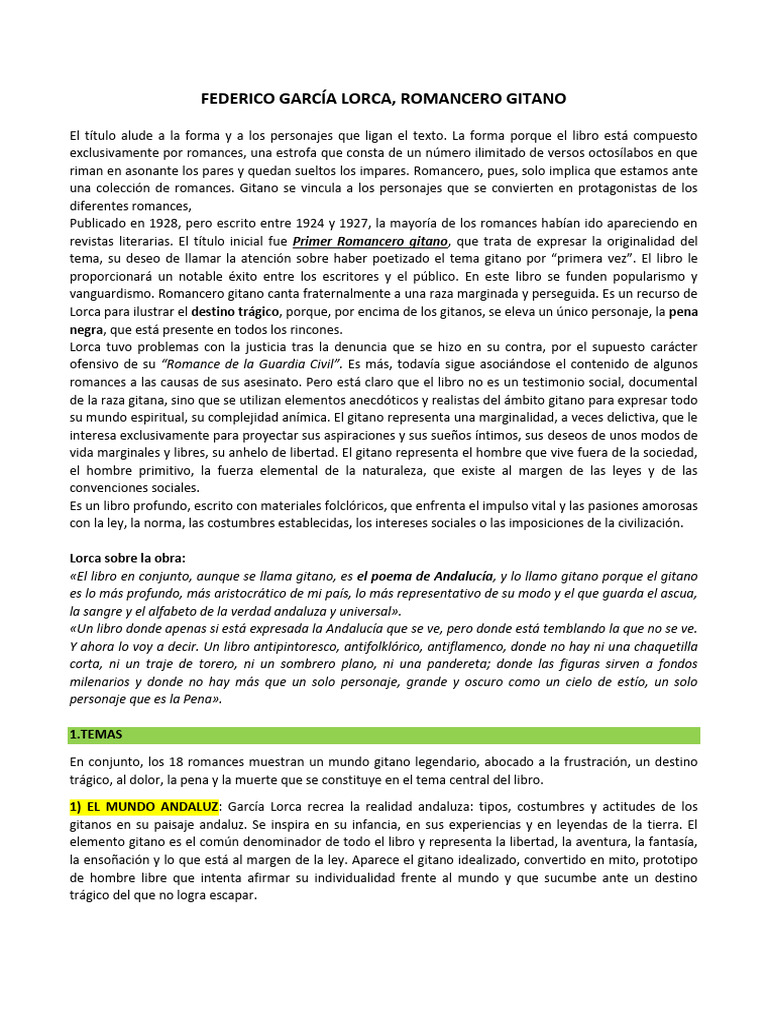 El Romancero Gitana | PDF | Federico García Lorca | Metro (poesía)