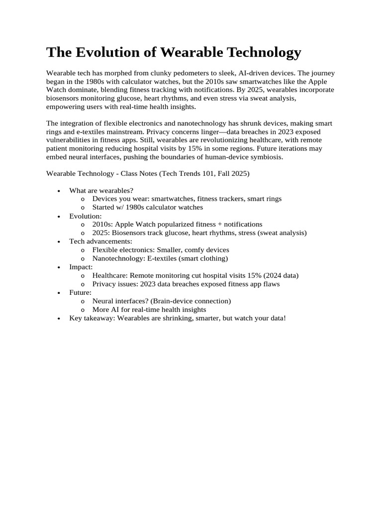 The Evolution of Wearable Technology | PDF