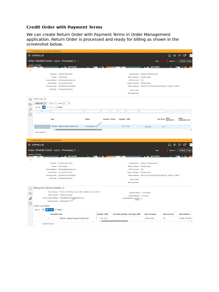 Credit Orders: Payment Terms Guidelines | PDF