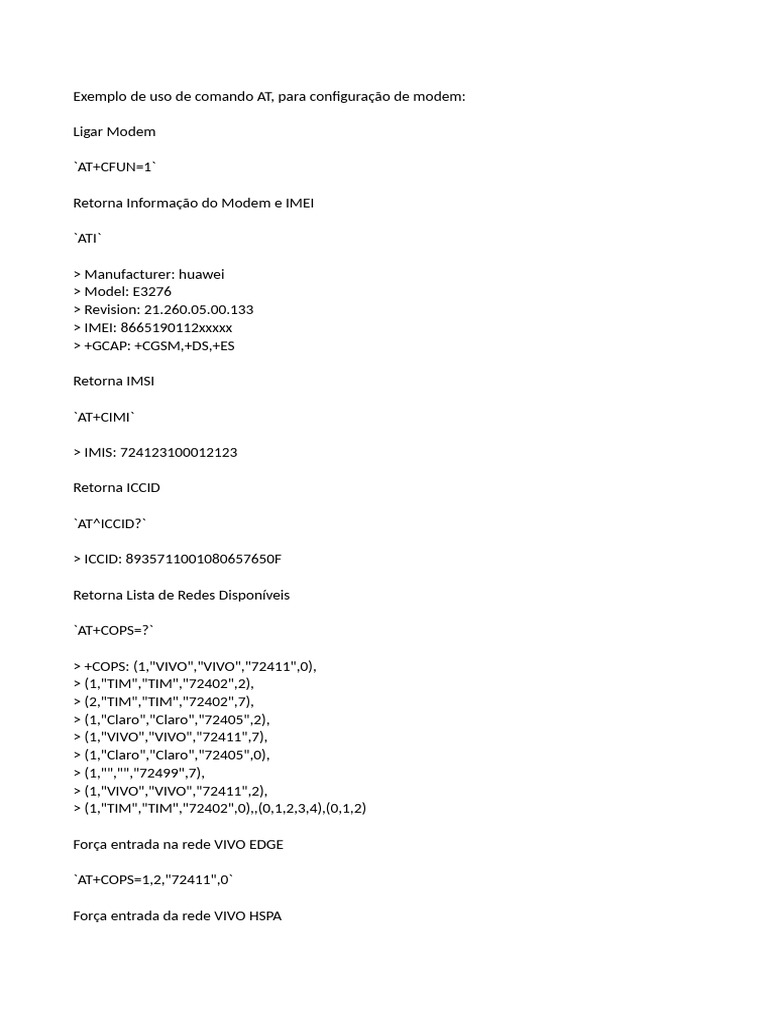 Comandos at para Modem Zte | PDF