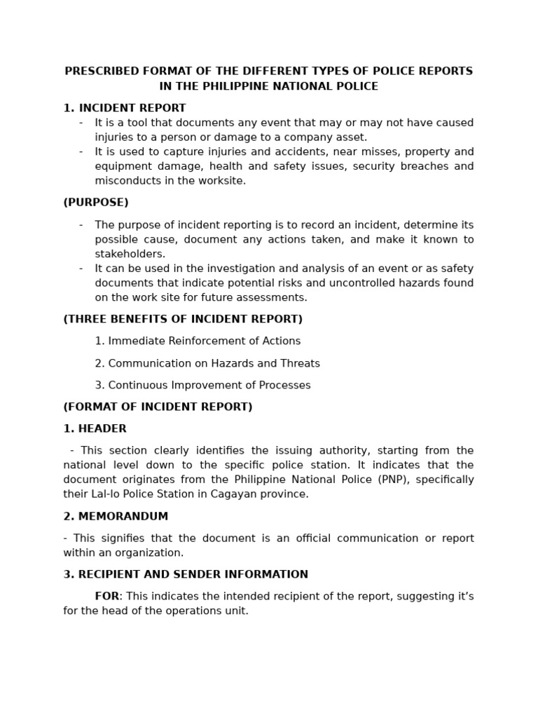 Types of Police Reports in PNP | PDF | Memorandum | Evaluation