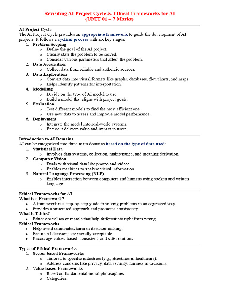 Class 10 Artificial Intelligence Notes 1-2 | PDF | Artificial ...