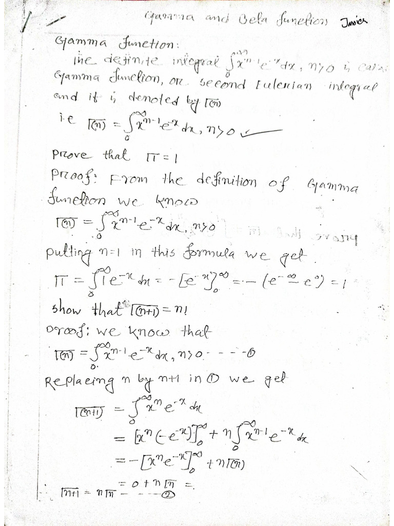 Gamma and Beta Function | PDF