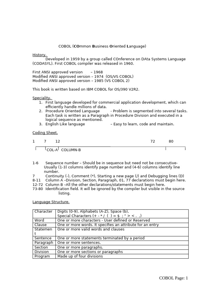 COBOL 1.0 Update | PDF | Software Development | Computer Engineering