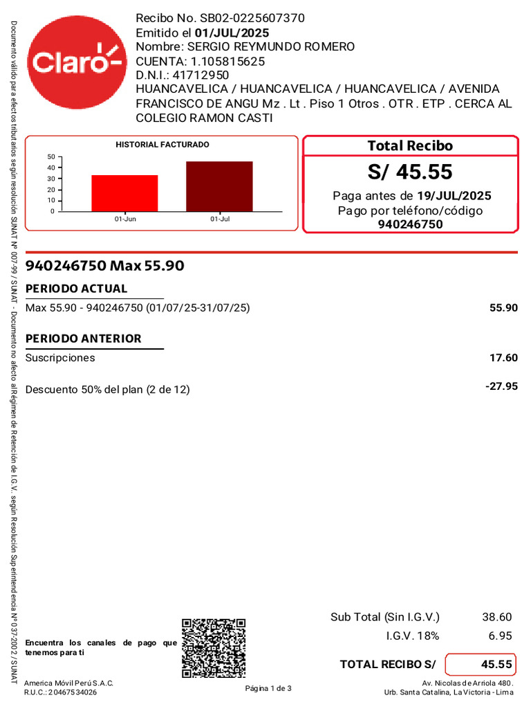 Recibo Claro: Detalles y Pagos 2025 | PDF