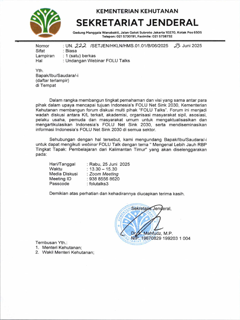 Undangan FOLU Talks 25 Juni 2025 24062025 | PDF