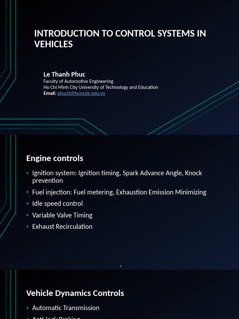 Introduction To Control Systems in Vehicles | PDF