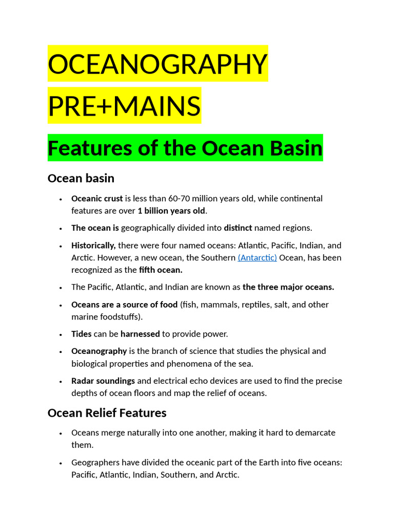 Physical Geography (Oceanography) Pre+Mains by Sudarshan Gurjjar | PDF | Tide | Continental Shelf