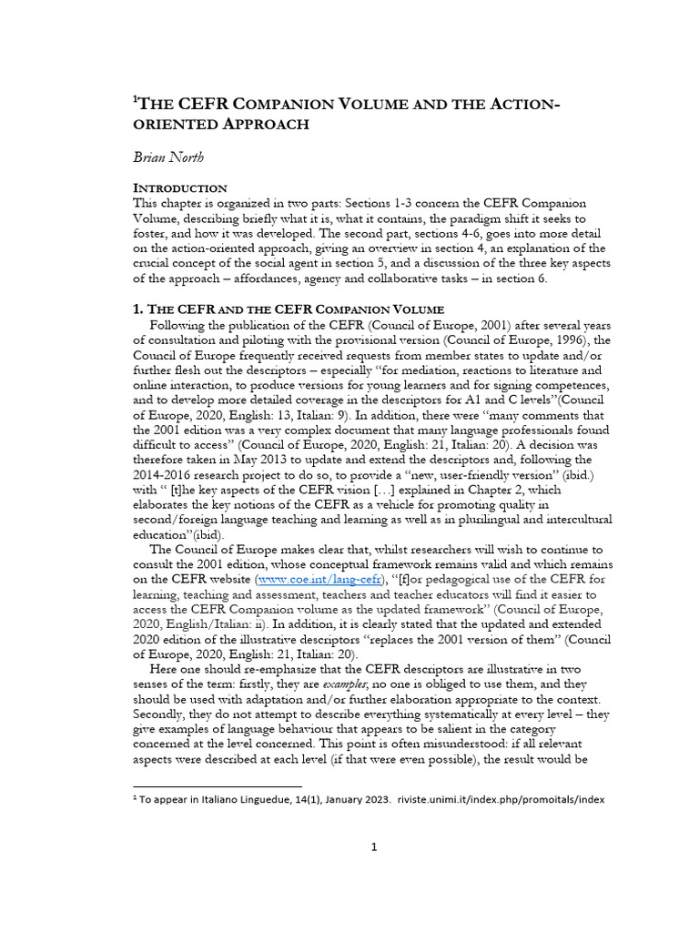 North - The CEFR Companion Volume and The AoA | PDF | Learning | Self ...