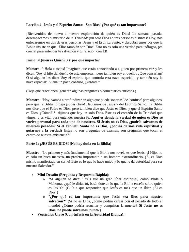 Lección 4 | PDF | espíritu Santo | Dios