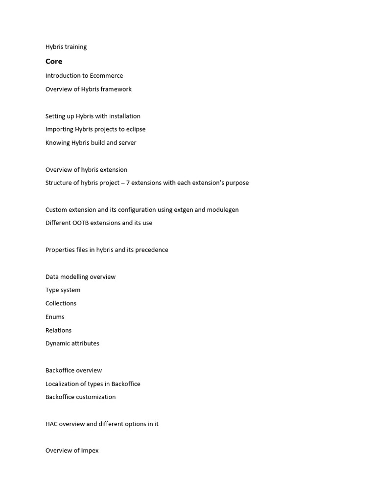 Hybris Course Overview 2021 | PDF