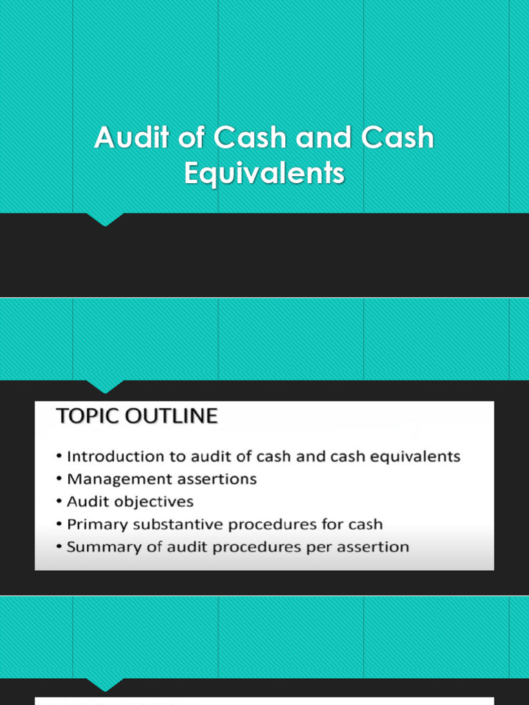 Lesson 8 - Audit of Cash and Cash Equivalents | PDF