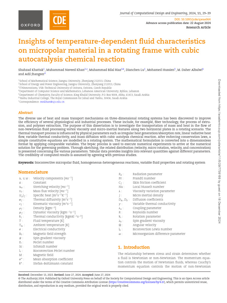 Temperature Effects on Micropolar Fluids | PDF | Viscosity | Fluid Dynamics