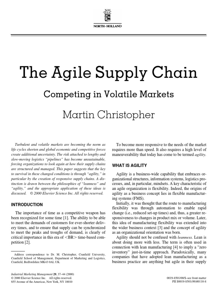 Agile Supply Chain | PDF | Supply Chain | Supply Chain Management