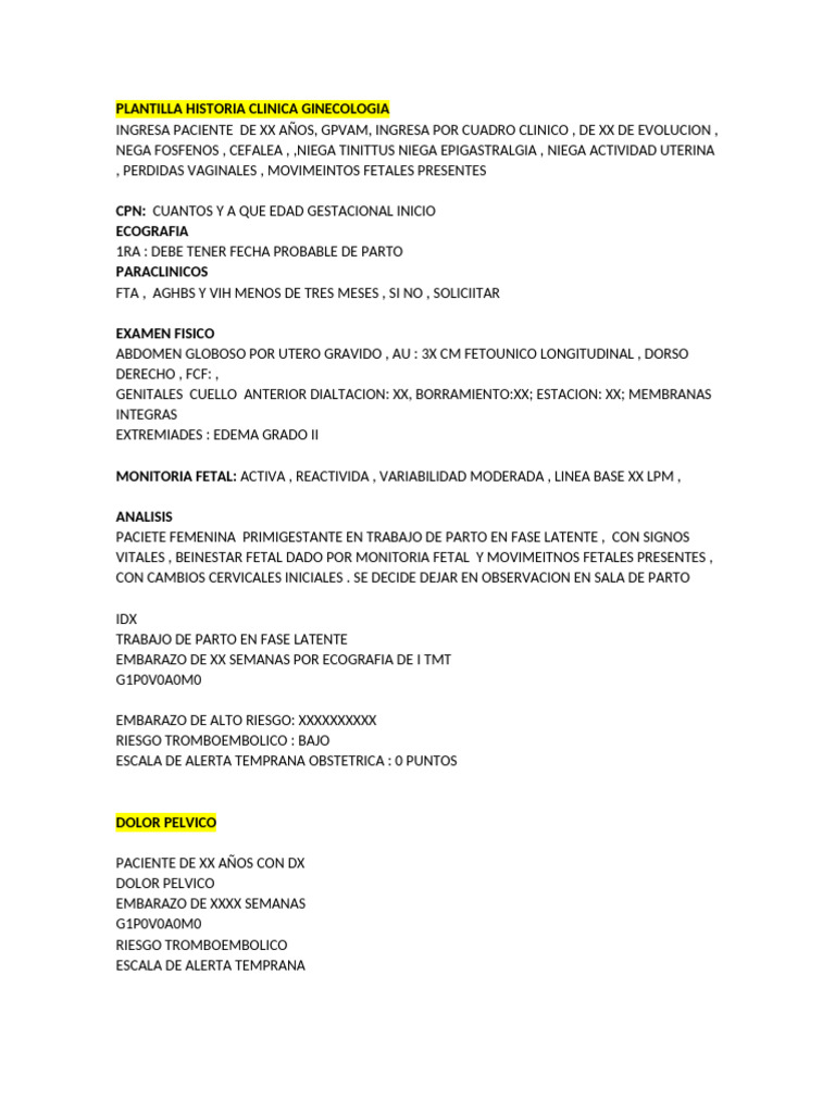 Patrones Ginecologia | PDF | Parto | El embarazo