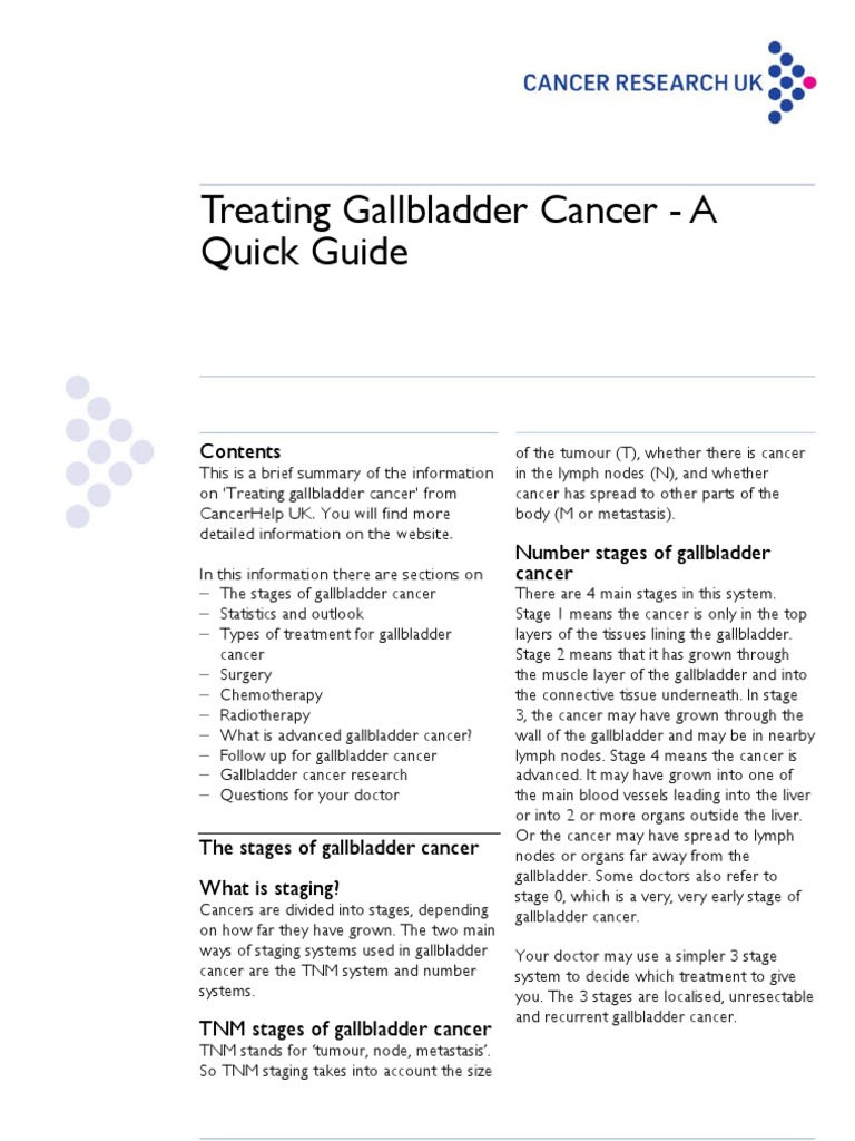 Treating Gallbladder Cancer - A Quick Guide | PDF | Chemotherapy | Cancer