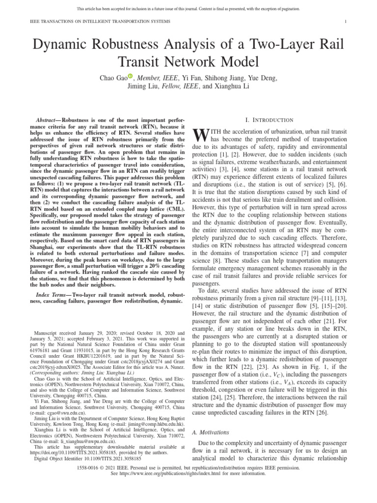 Ic Robustness Analysis of A Two Laywer Rail Transi Network | PDF | Robust Statistics