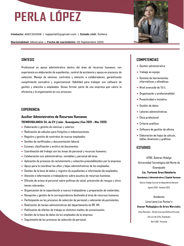 CV - Perla López | PDF | Gestión de recursos humanos | Business