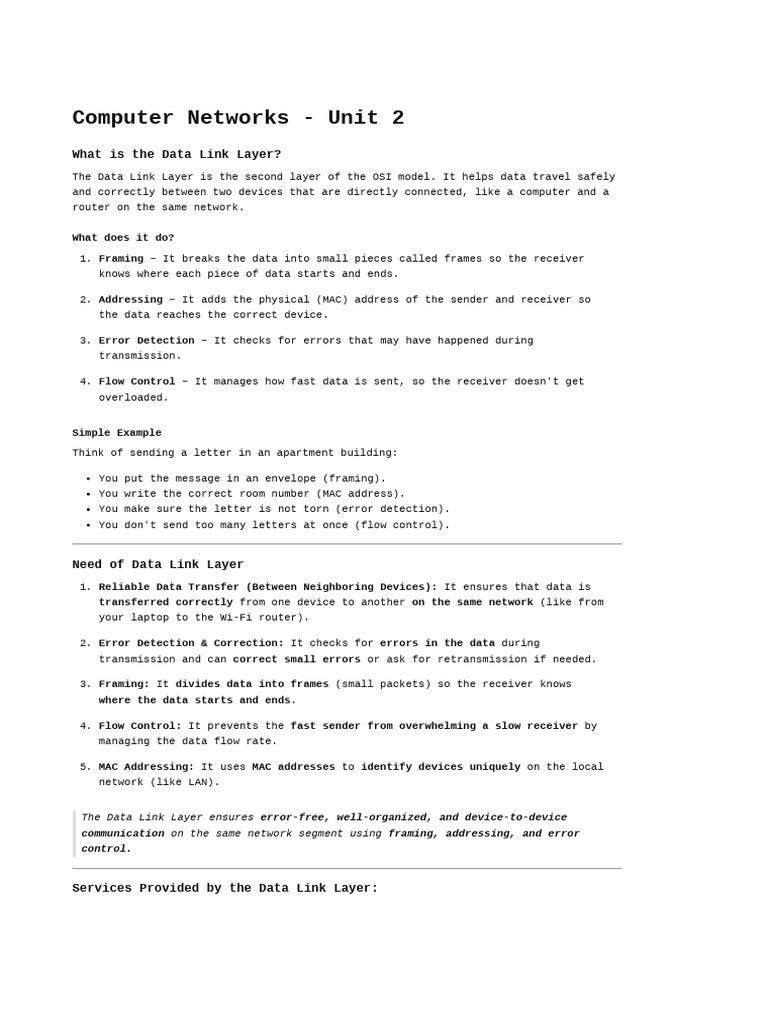 Computer Networks - Unit 2 | PDF | Transmission Control Protocol | Error Detection And Correction