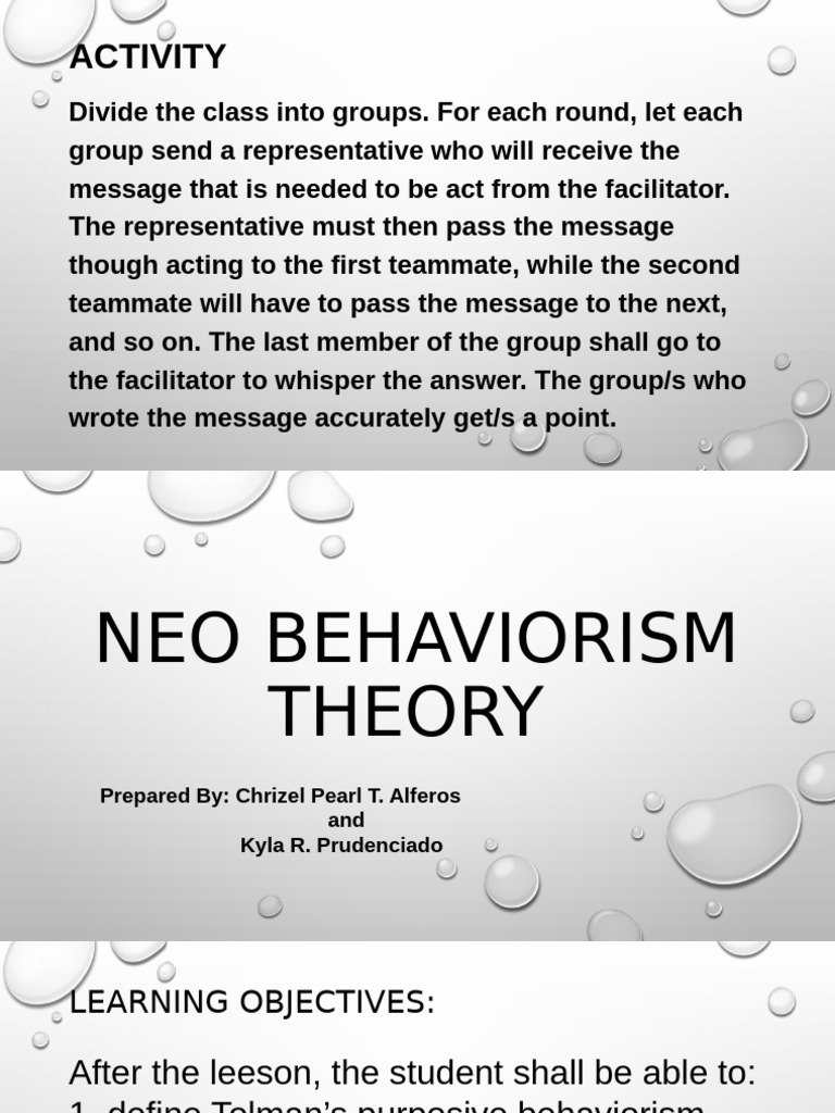 6 Neobehaviorism Theory | PDF | Behaviorism | Psychology