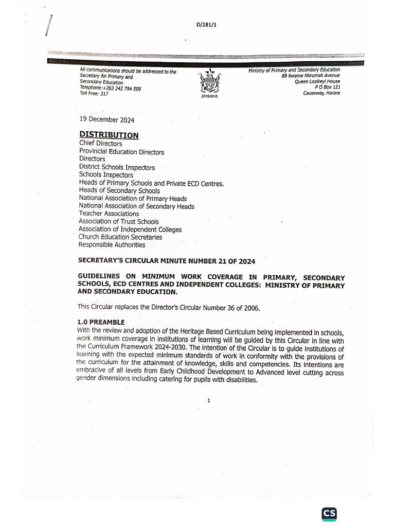 Secretary's Circular No 21 of 2024 | PDF