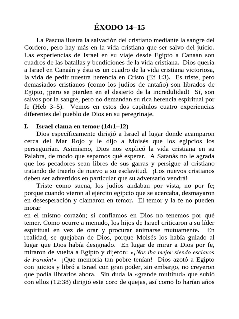 Israel y su fe en Éxodo 14-15 | PDF | Libro del éxodo | Moisés