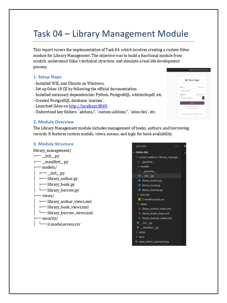Task 04 Library Module Report Maryam | PDF