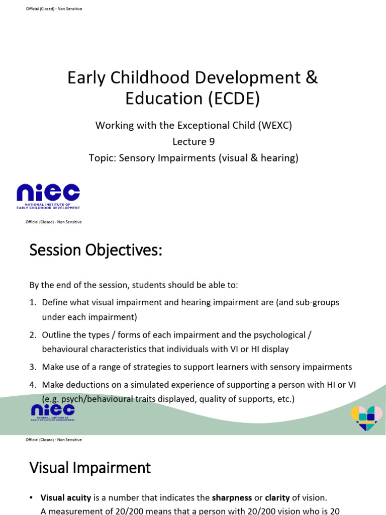 Lecture 9 - Sensory Impairments | PDF | Hearing Loss | Ear