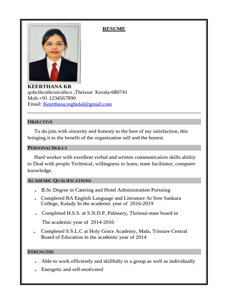 Sample Resume For IET | PDF