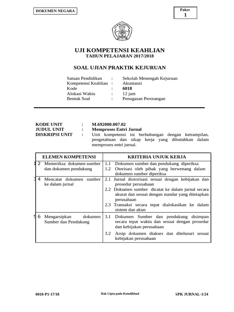 A 1 - 6018-P1-SPK-Akuntansi - Soal JURNAL | PDF