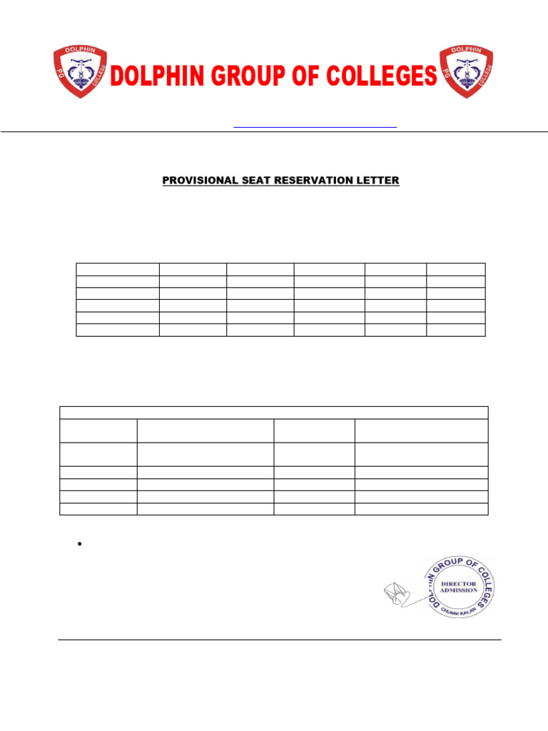 Provisional Seat Reservation for BCCT 2025 | PDF