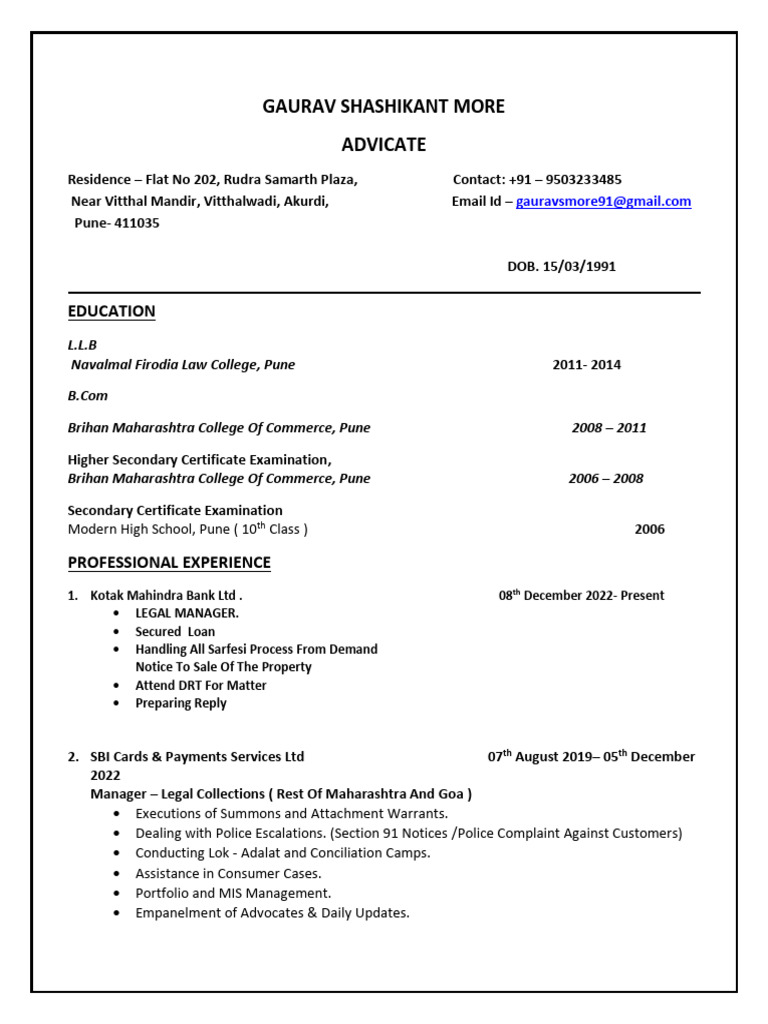 Gaurav Shashikant More CV | PDF