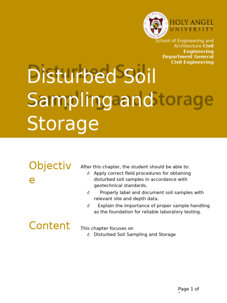 Disturbed Soil Sampling Procedures | PDF