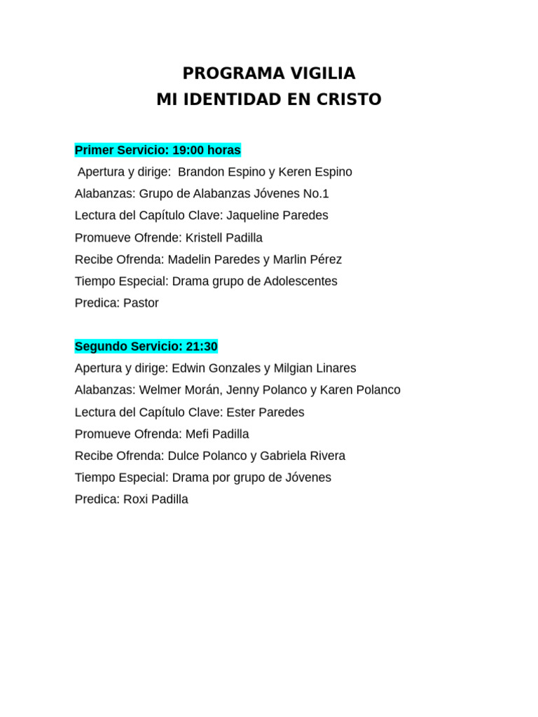 Programa Vigilia | PDF