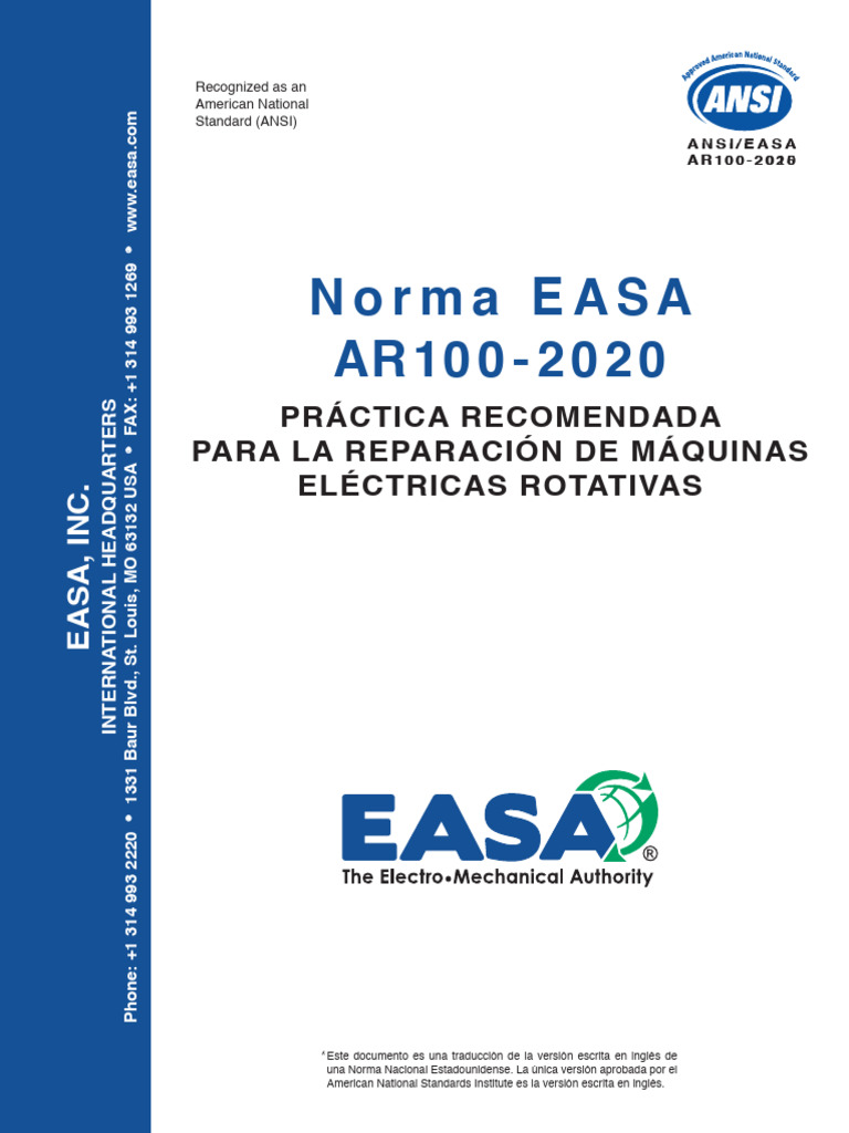 Norma EASA AR100-2020 | PDF | Rodamiento (Mecánico) | Resistor