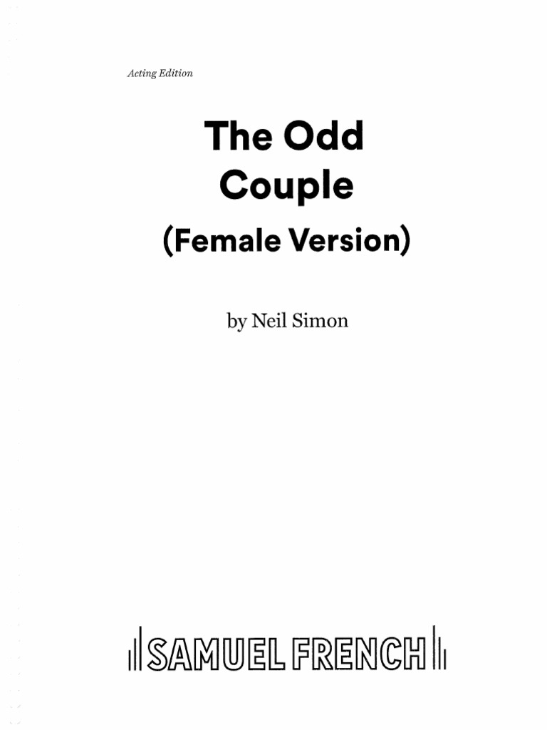 The Odd Couple Female Version Script | PDF