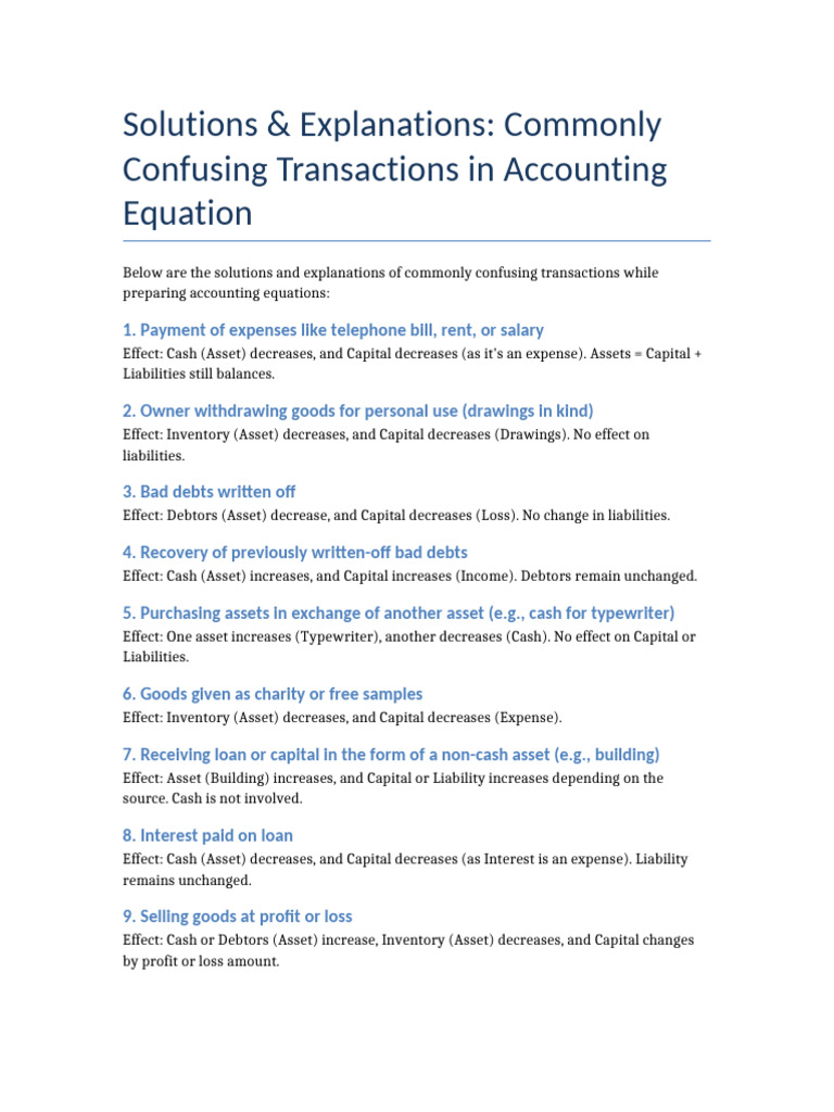 Accounting Transaction Solutions | PDF