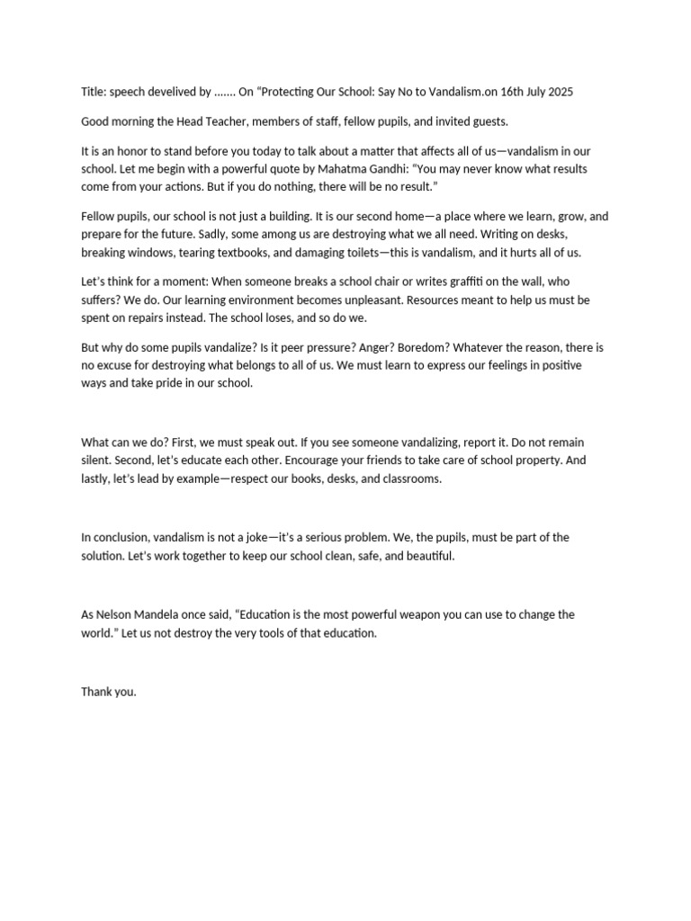 Speech Delivered | PDF