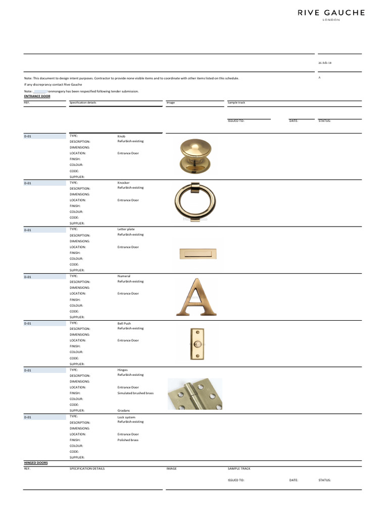 03 - CG - Doors Ironmongery Schedule Rev A | PDF
