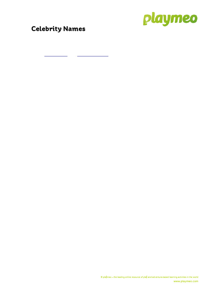 Celebrity Names List | PDF