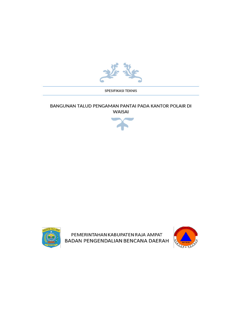 Spesifikasi Talud Pengaman Pantai Waisai | PDF