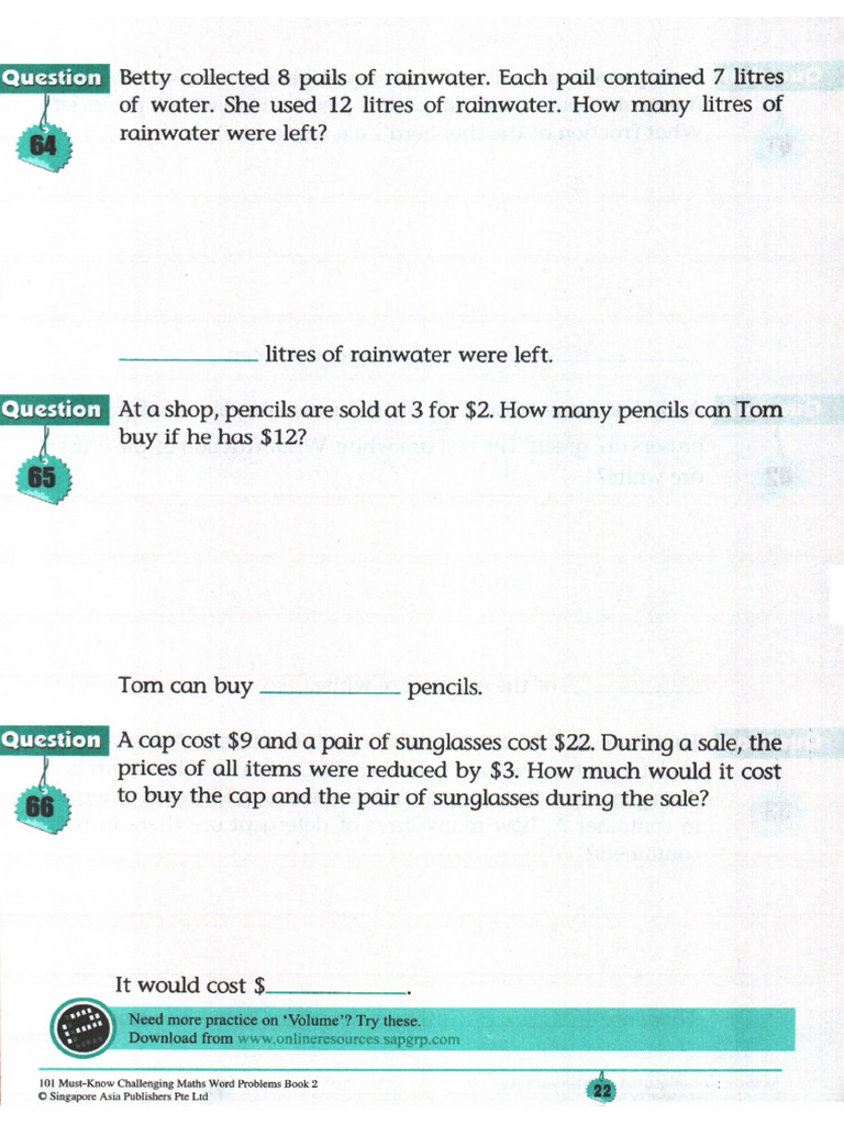 101 Challenging Math Word Problems Book 2-26 | PDF