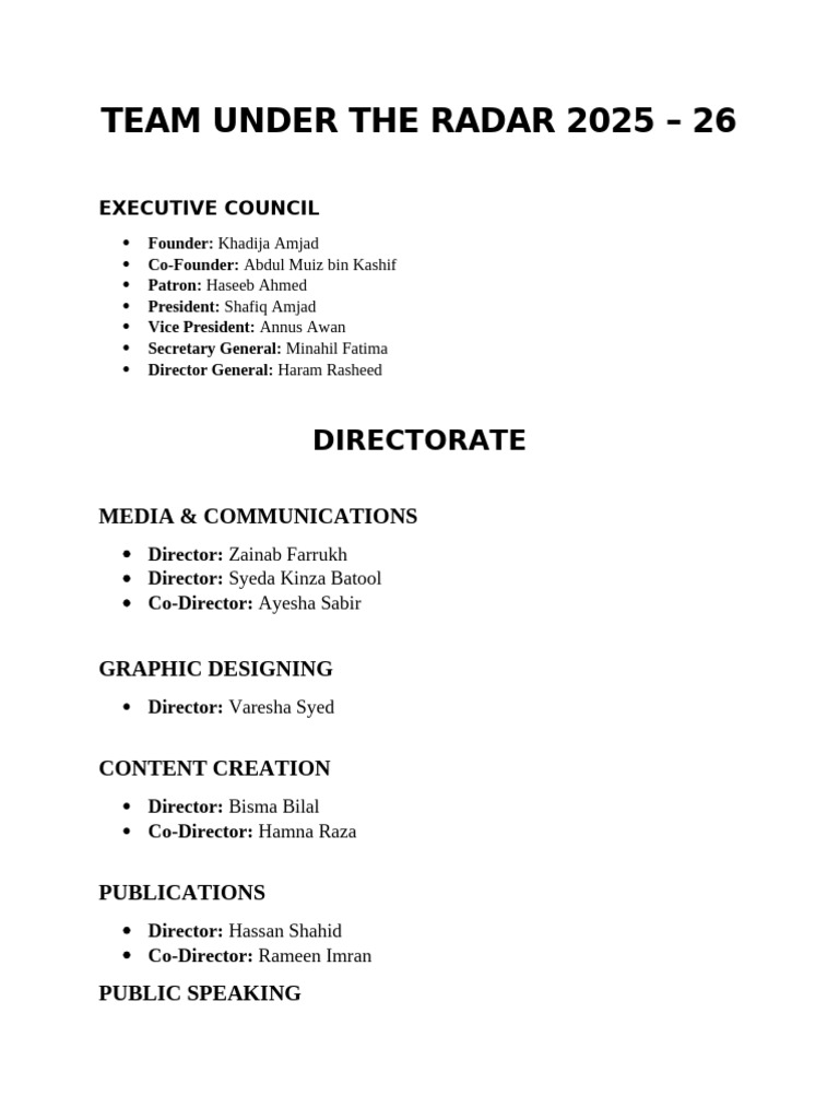 Team Under The Radar 2025 | PDF