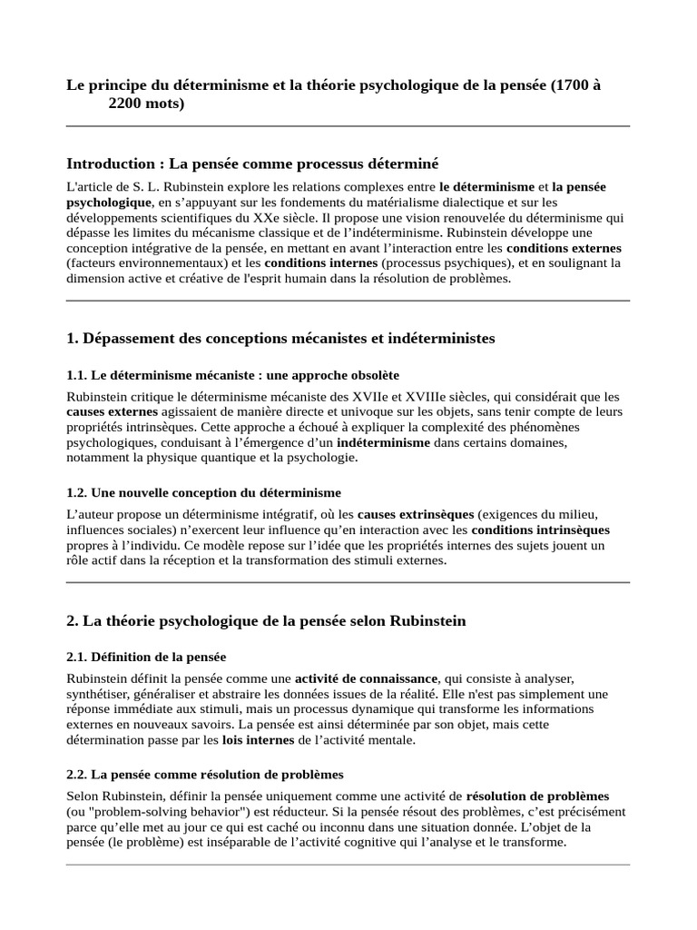 Déterminisme et pensée psychologique | PDF | Déterminisme | Psychologie
