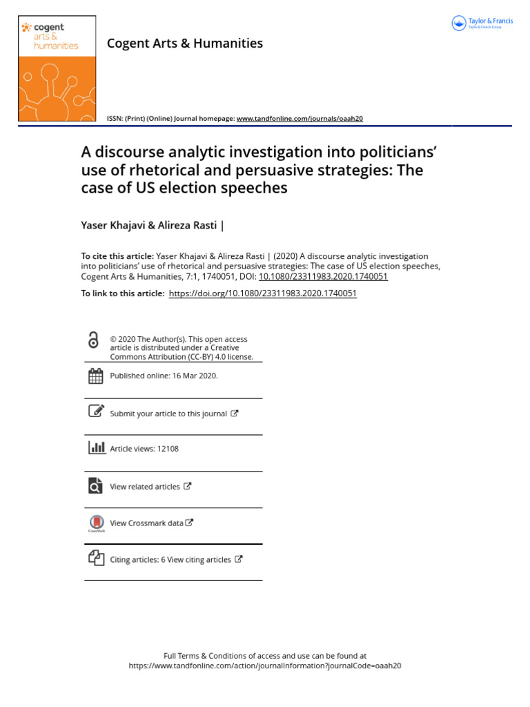 A Discourse Analytic Investigation Into Politicians Use of Rhetorical ...