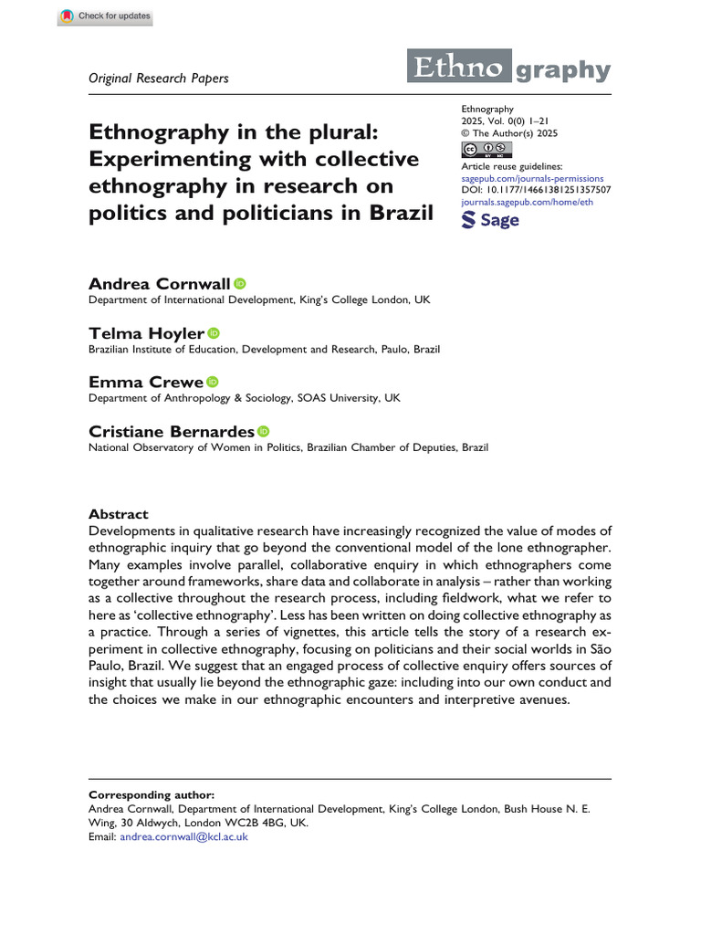 Ethnography in The Plural Experimenting With Collective Ethnography | PDF | Ethnography ...