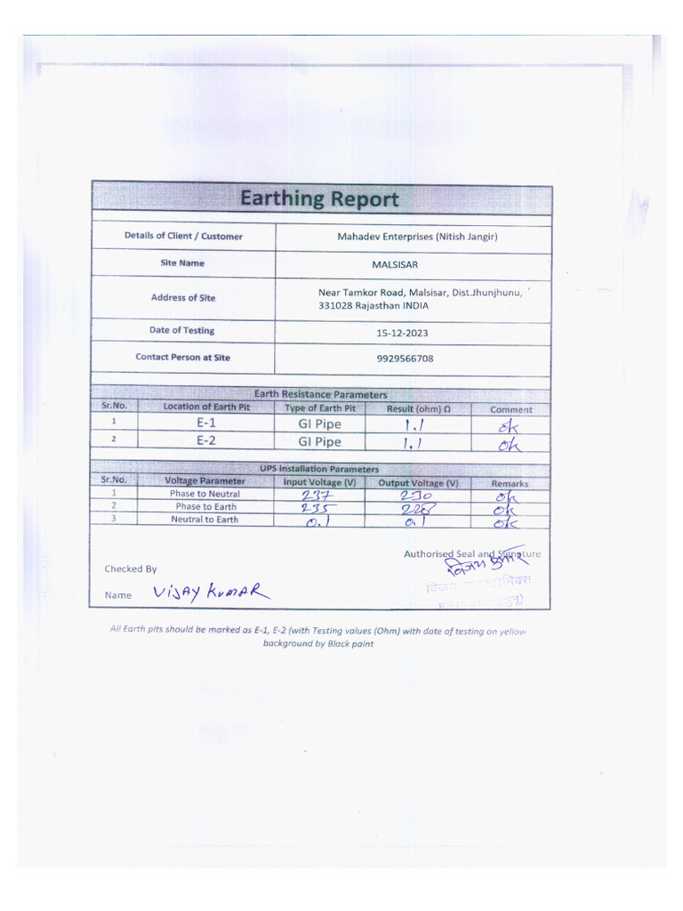 Ups & Earthing Report | PDF