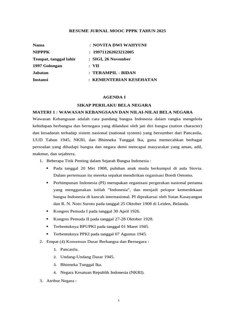Resume Jurnal Mooc PPPK Tahun 2024 | PDF