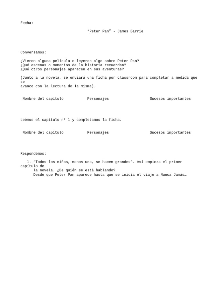 Novela 4to 2023 | PDF | Peter Pan