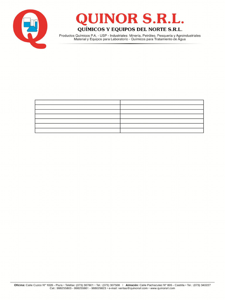 Solucion de Acido Fosforico 0.1 n Ficha Tecnica | PDF